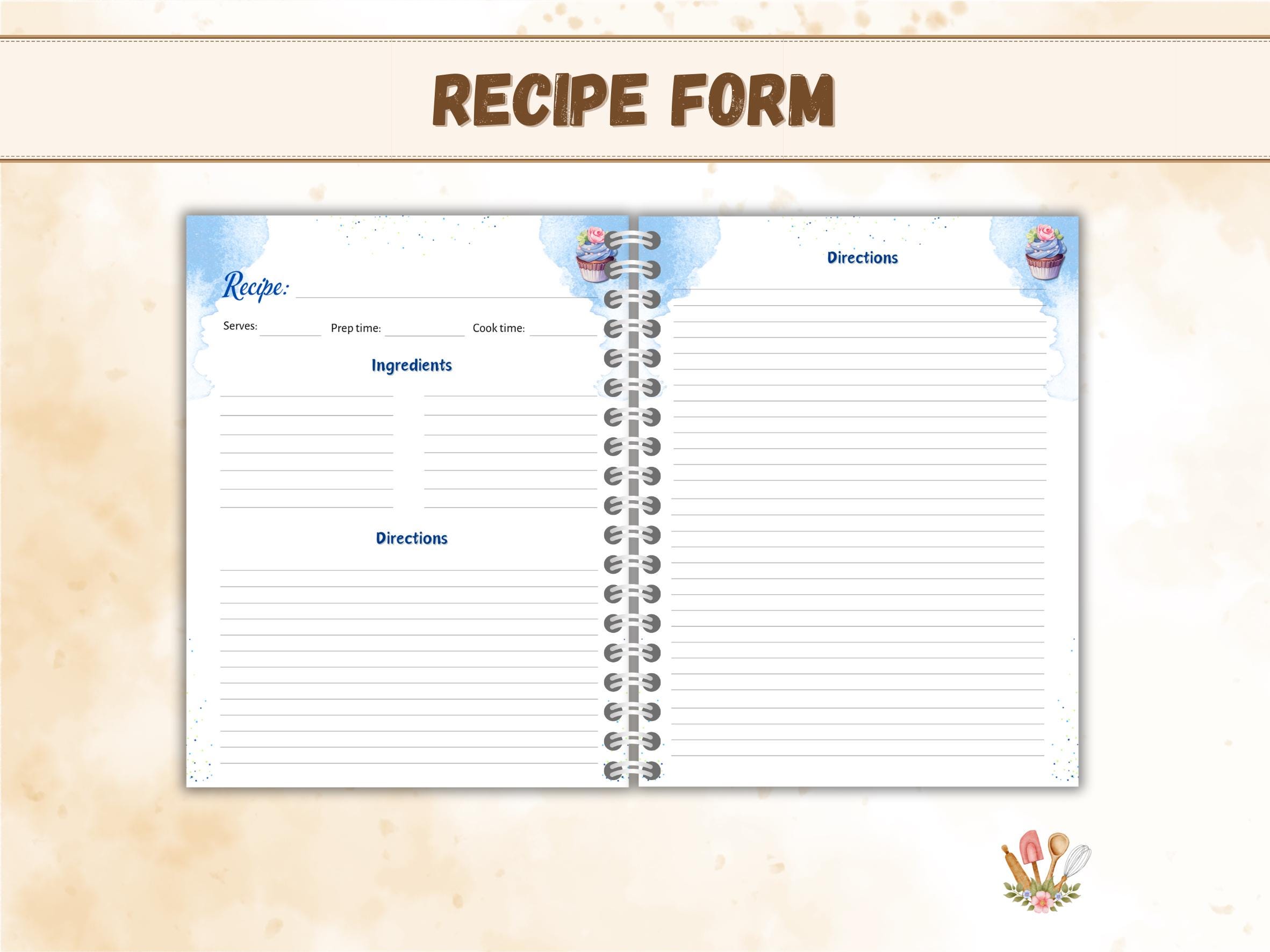 Printable Recipe Templates, Digital Download 8.5 X 11 Inch A4, Home ...