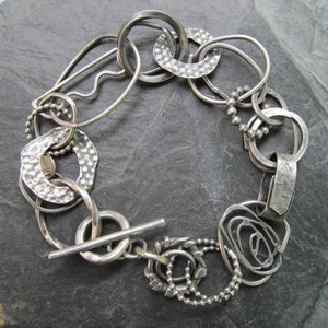 Chunky Funky Chain Link Bracelet Eclectic Sterling Silver Abstract ...