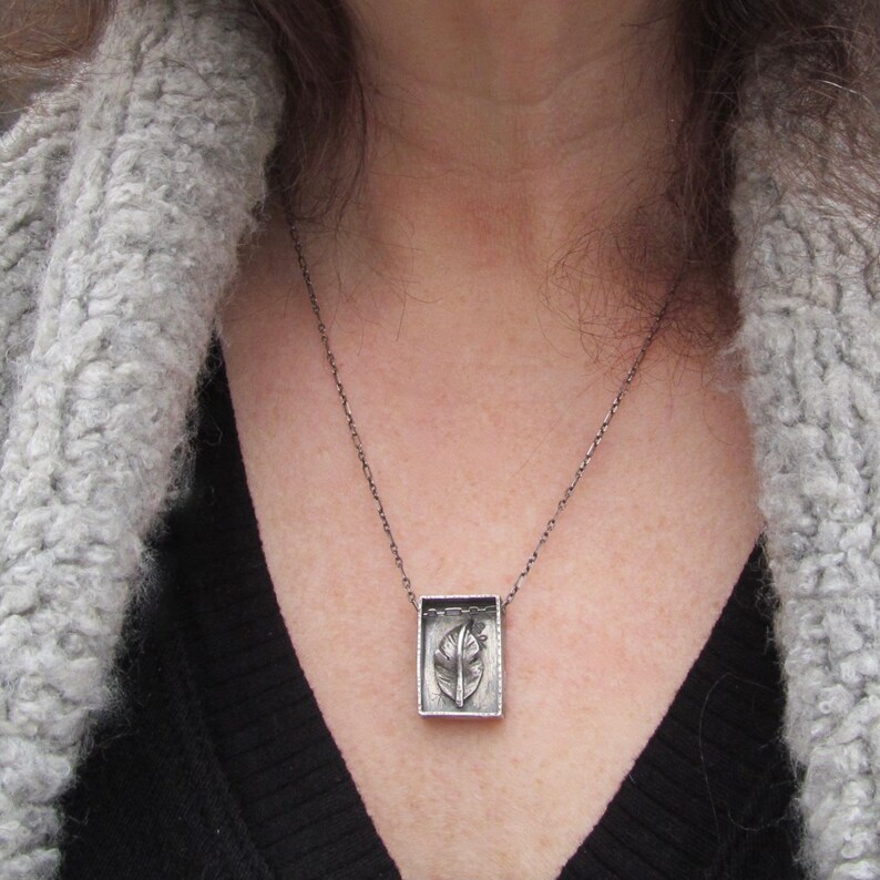 Shadow Box Necklace Sterling Silver Organic Framed Leaf - Etsy