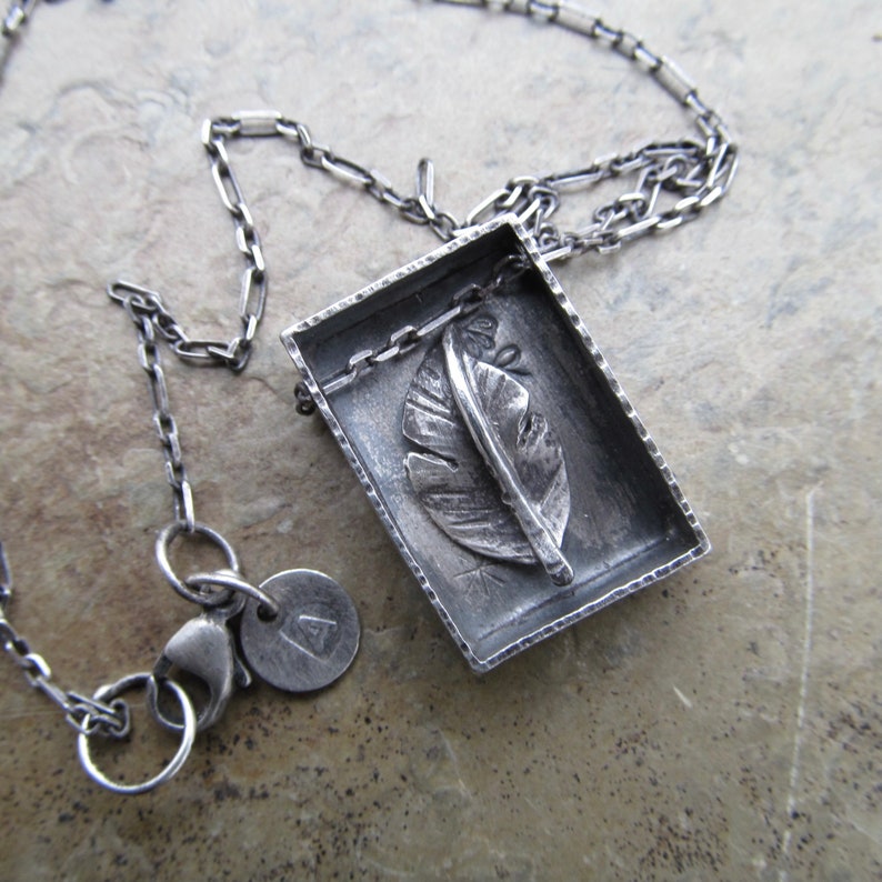 Shadow Box Necklace Sterling Silver Organic Framed Leaf - Etsy