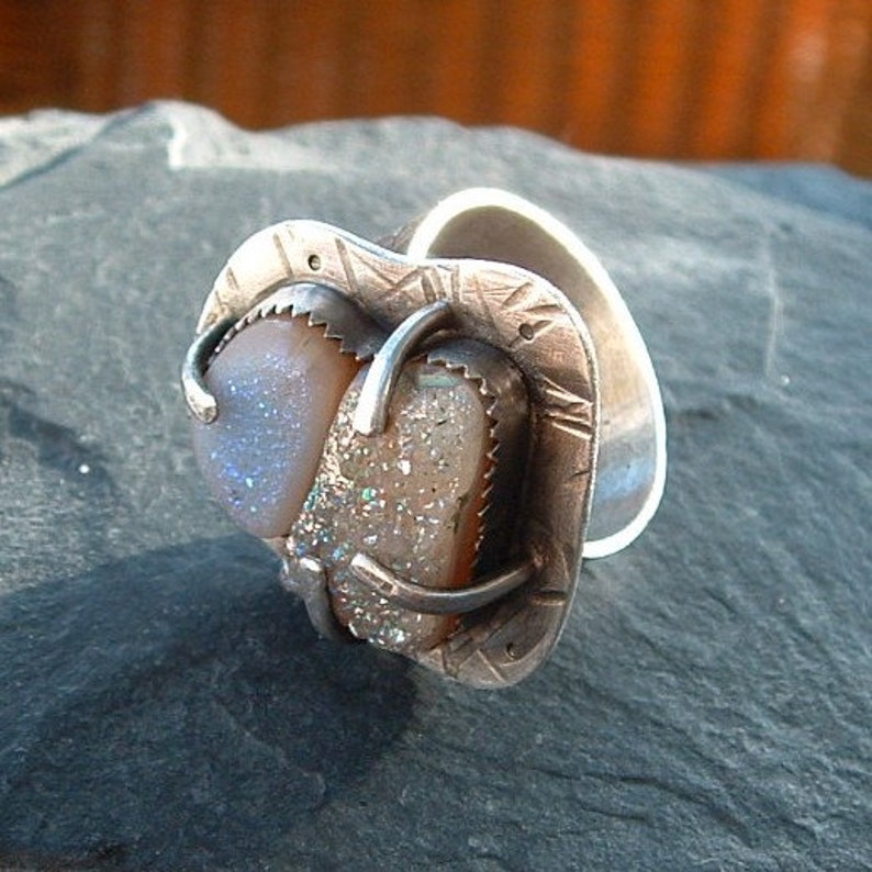 Druzy Ring Silver Chunky Silver Ring Sparkly Drusy Large | Etsy