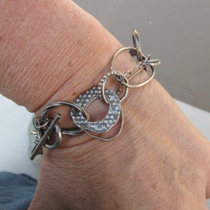 Chunky Funky Chain Link Bracelet Eclectic Sterling Silver Abstract ...