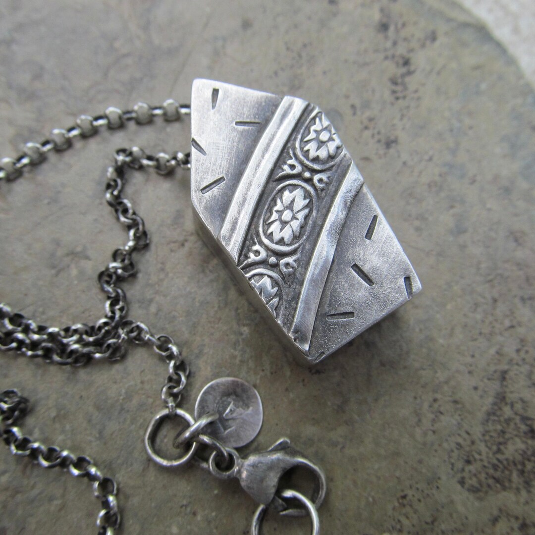 Long 3D House Pendant Necklace Hollow Form House Charm Sterling Silver ...