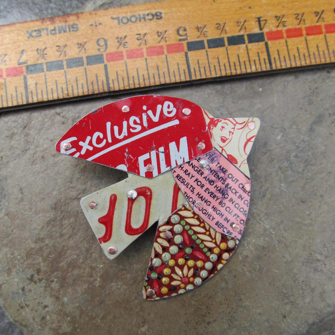 Bird Brooch Riveted Vintage Tin Dove Pin Upcycled Old Advertising - Etsy