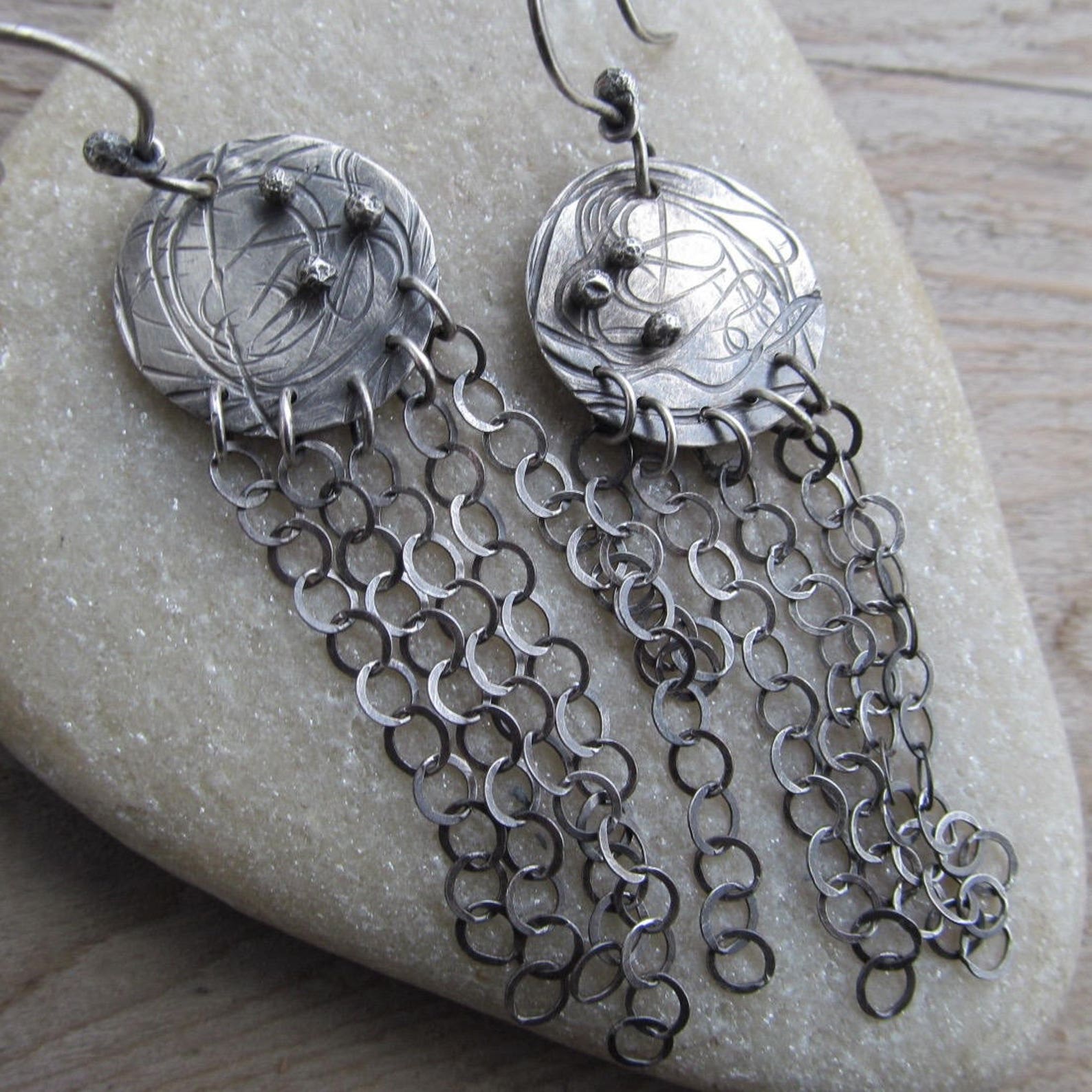 Long Silver Dangle Earrings Funky Silver Jewelry Boho Dangling - Etsy