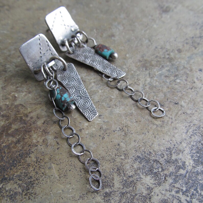Rustic Turquoise and Silver Stud Earring Sterling Silver | Etsy