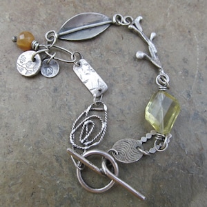 Eclectic Charm Bracelet Bracelet Sterling Silver Branch Leaf Yellow ...