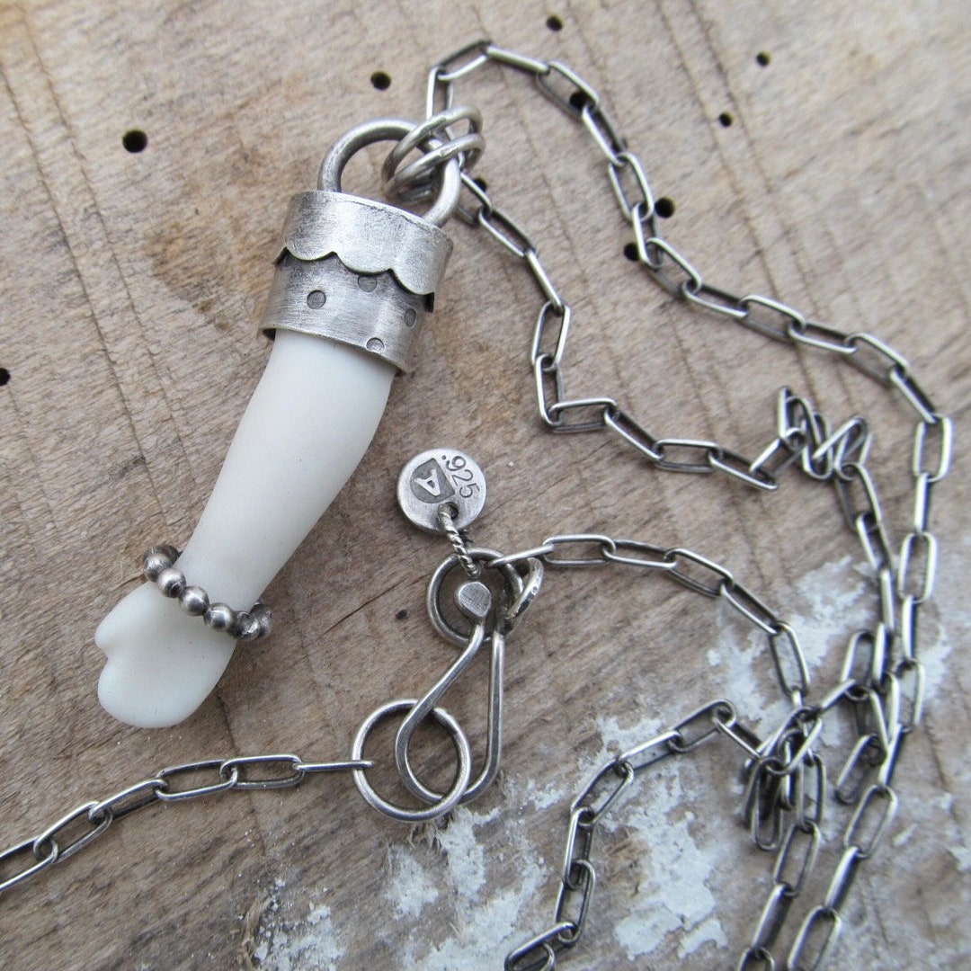 Quirky Antique Doll Arm Necklace Vintage Bisque Doll Parts Talisman ...