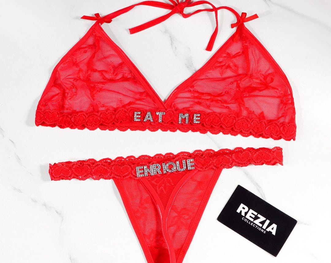 Boudoir Lingerie Set, Custom Name Bra & Thong, Personalized Sexy ...