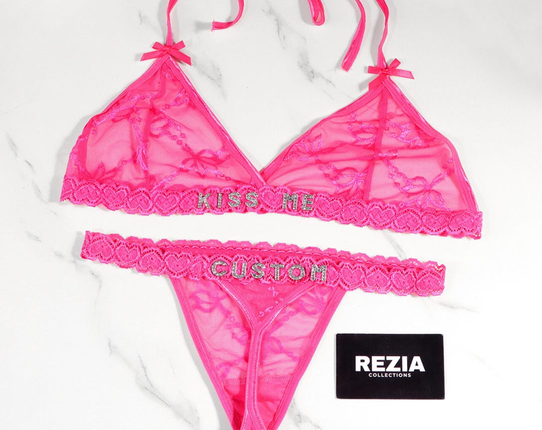 Anniversary Lingerie Set, Custom Name Bra and Panty Set, Personalized ...