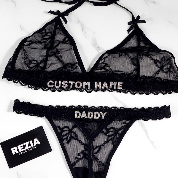 Black Lace Bra Set - Etsy