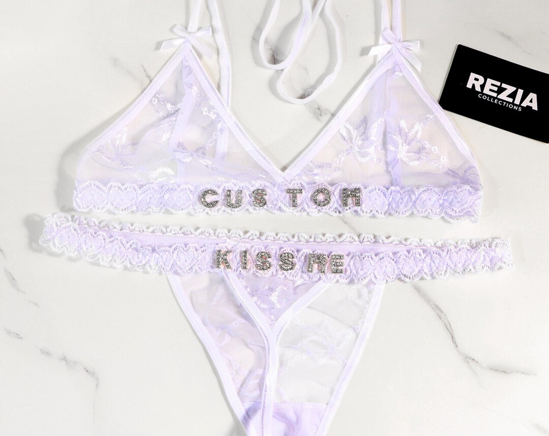 Birthday Lingerie Set, Custom Name Bra & Thong, Personalized Sexy Gift ...