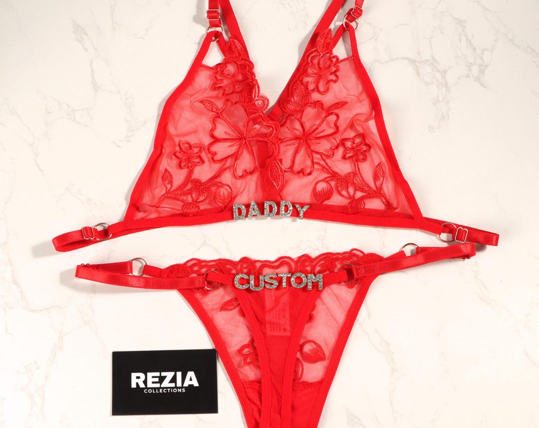 Valentine’s Lingerie Set, Custom Name Bra and Panty Set, Personalized ...