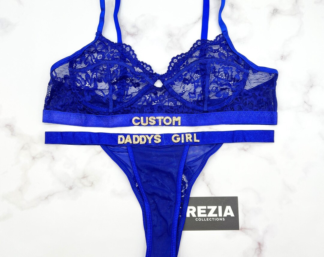 Anniversary Lingerie Set, Custom Name Bra and Panty Set, Personalized ...