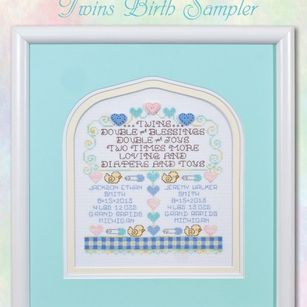 Cross Stitch Baby Sampler Twins - Etsy UK
