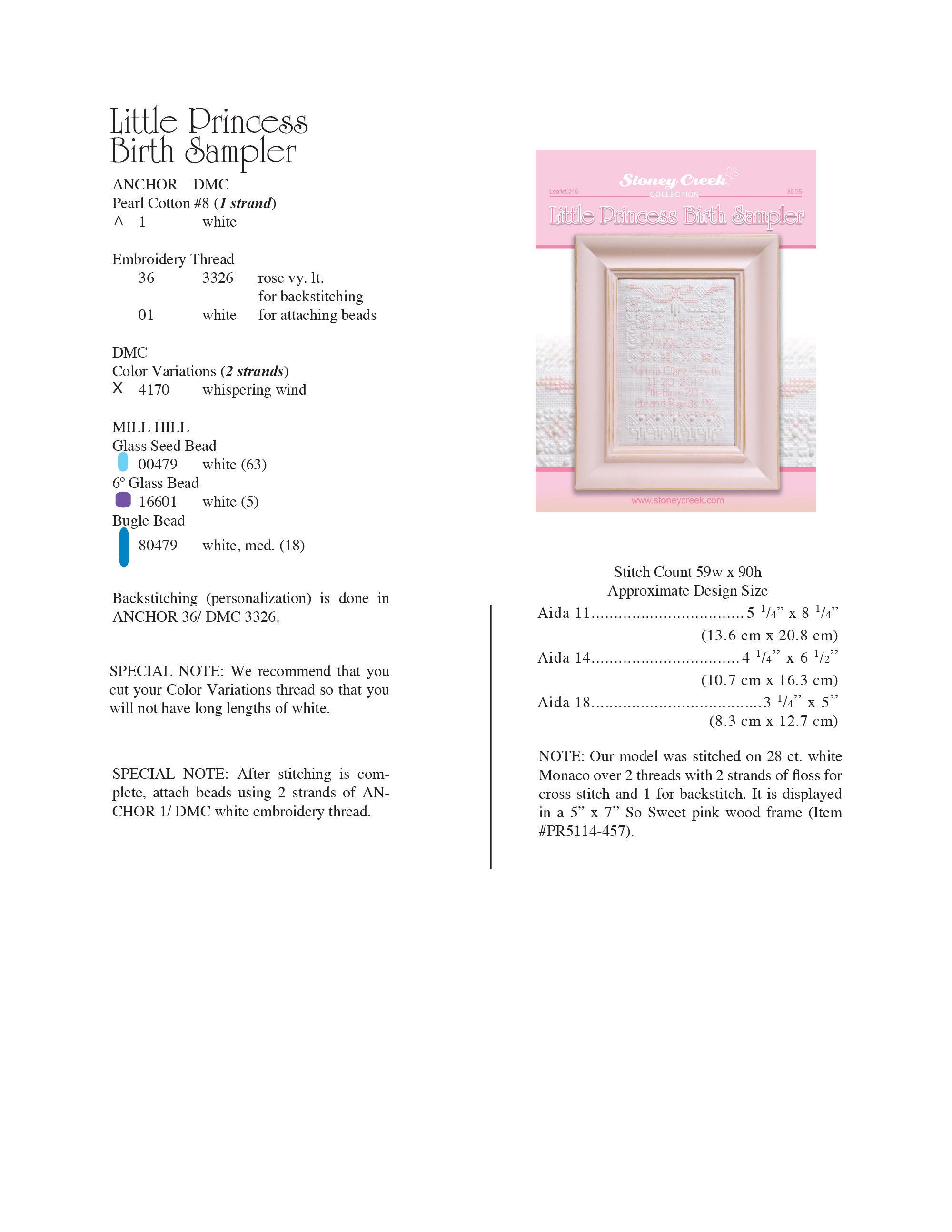 Little Princess Birth Sampler Cross Stitch - PDF Pattern - Etsy