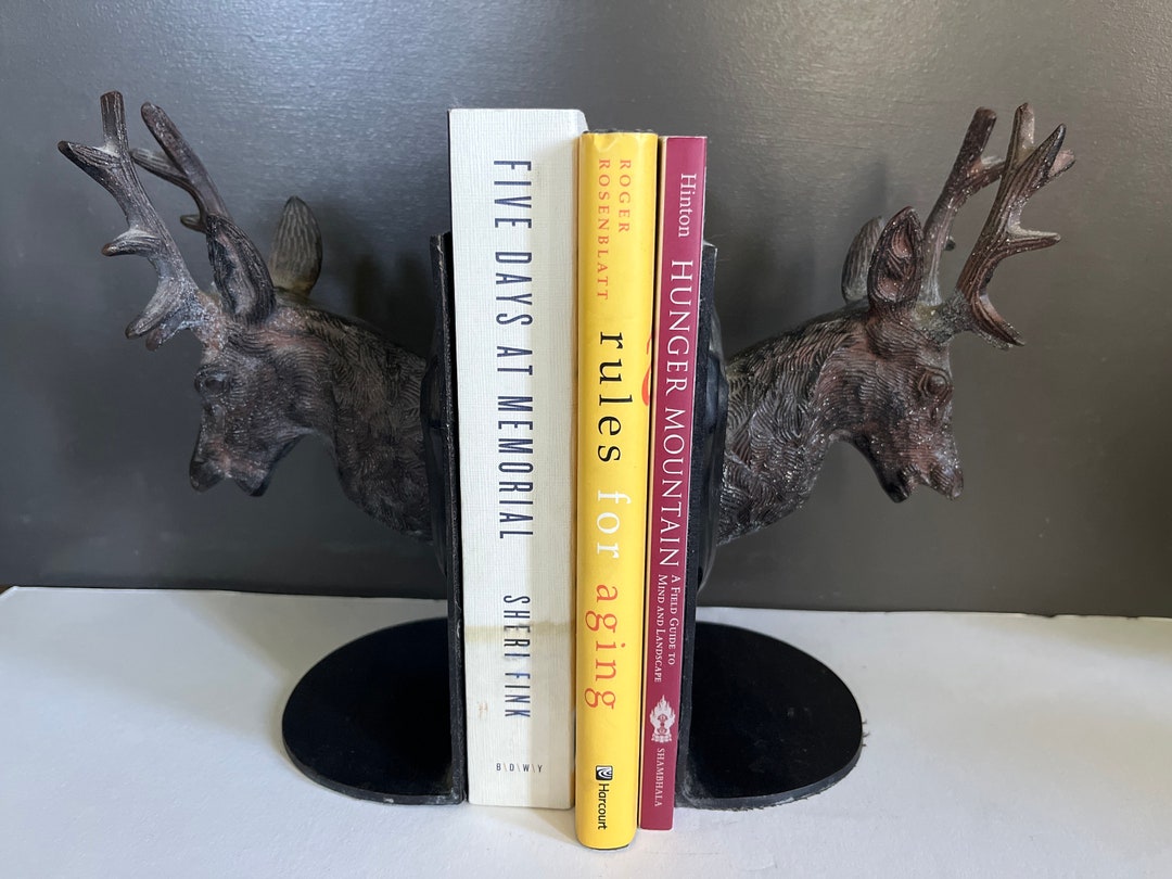 Vintage Bronze Elk Deer With Antlers Bookends - Etsy