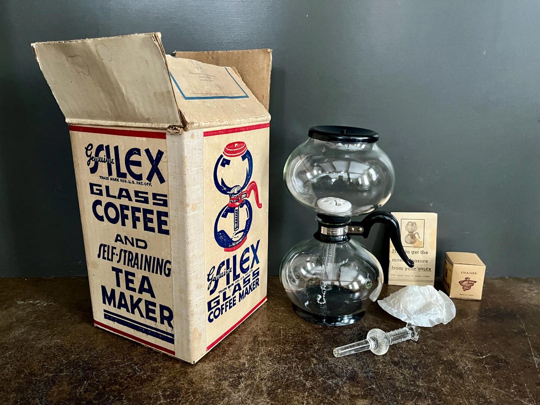 Genuine Silex Glass Vacuum Pyrex Coffee and Self-straining Strainex Tea ...