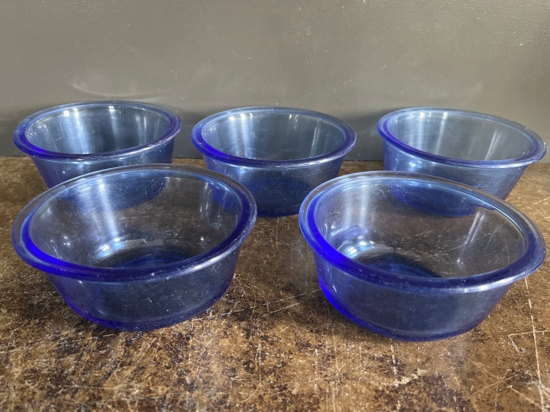 Set of Five Anchor Hocking Oval 10 Oz. Vintage Cobalt Blue Glass Oval ...