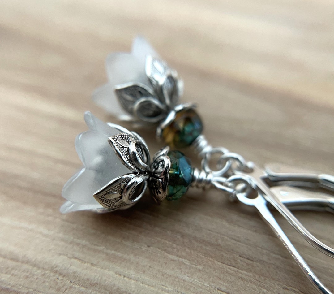 Firelight Flower Earrings Sterling Silver Ear Wire - Etsy