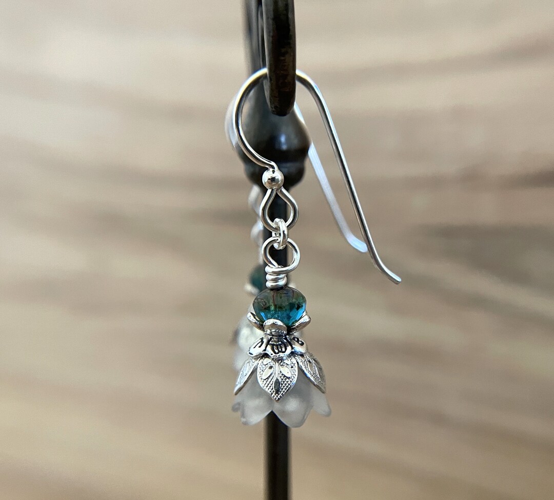 Firelight Flower Earrings Sterling Silver Ear Wire - Etsy