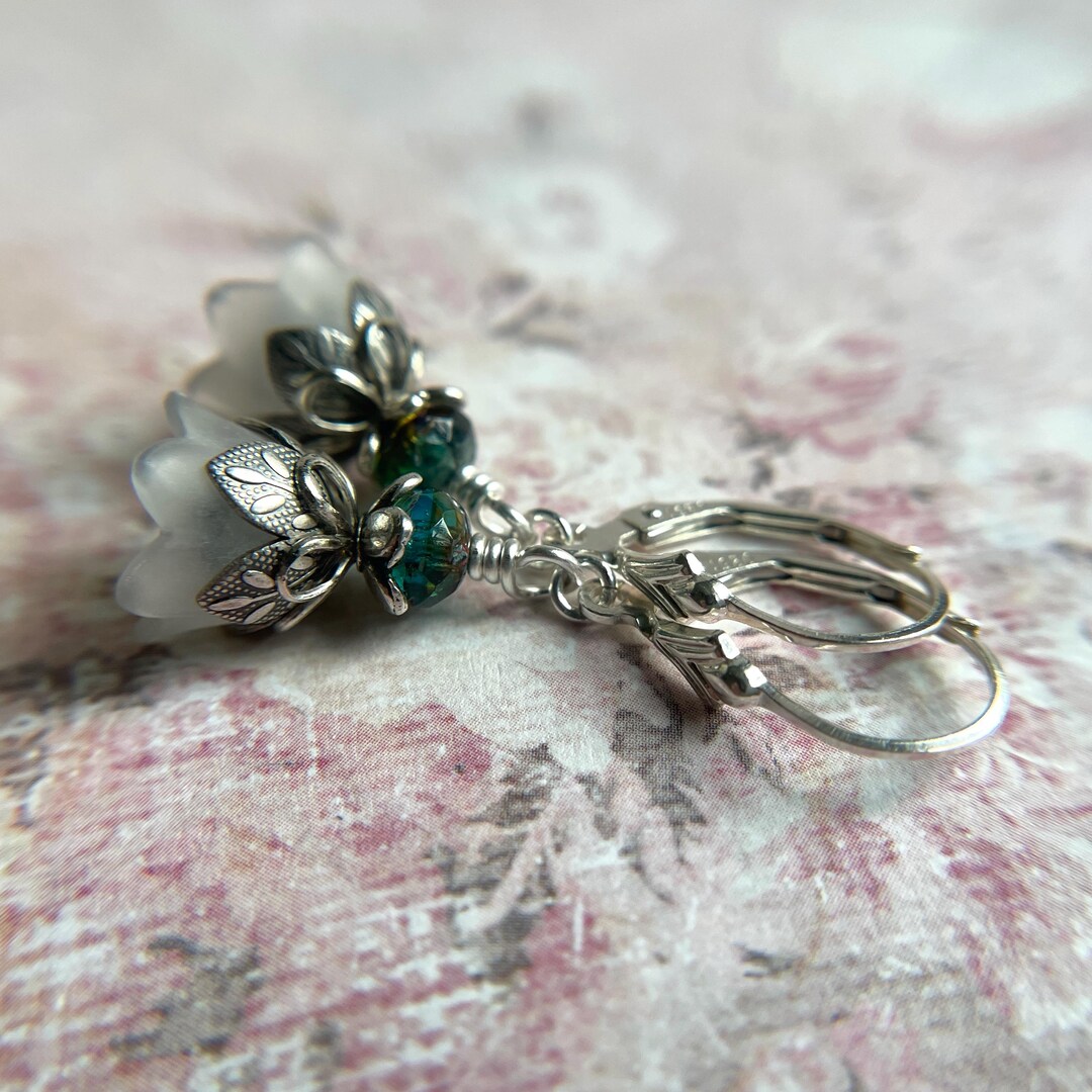 Firelight Flower Earrings Sterling Silver Ear Wire - Etsy