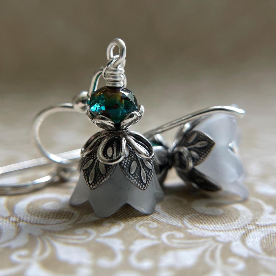 Firelight Flower Earrings Sterling Silver Ear Wire - Etsy