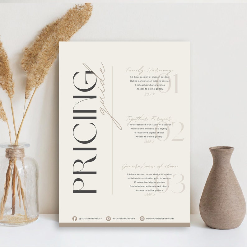 Photography Pricing Guide Template - Price Guide List for Photographers ...