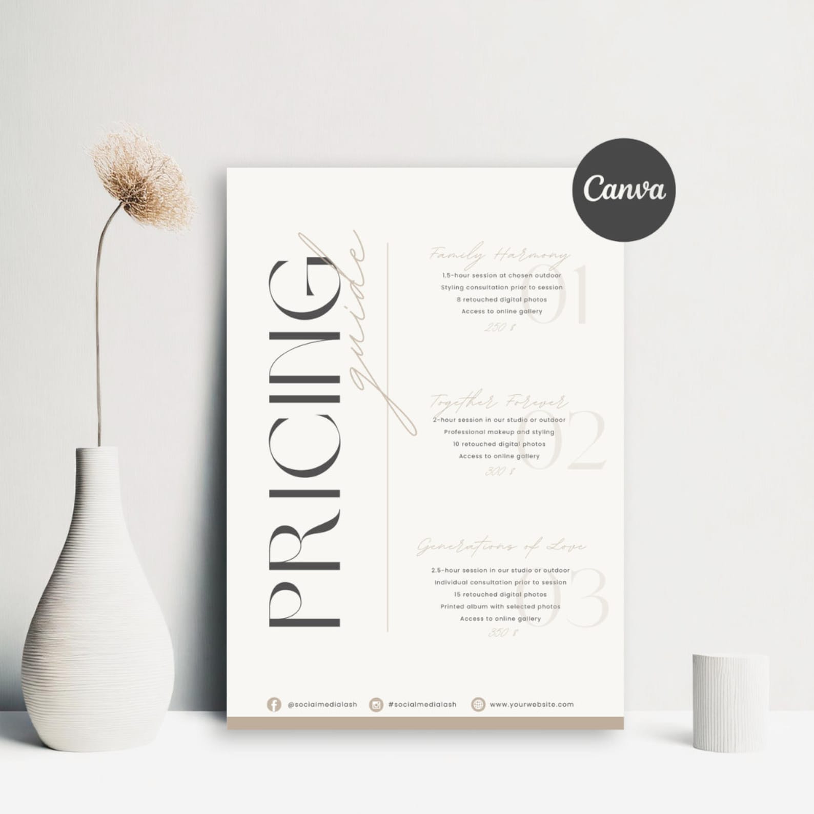 Photography Pricing Guide Template - Price Guide List for Photographers ...
