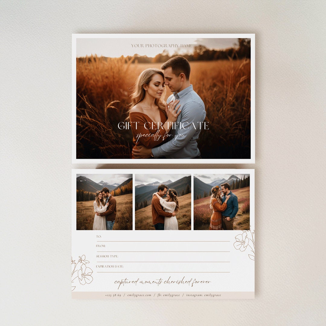 Photography Gift Certificate Template, Canva Editable Template ...