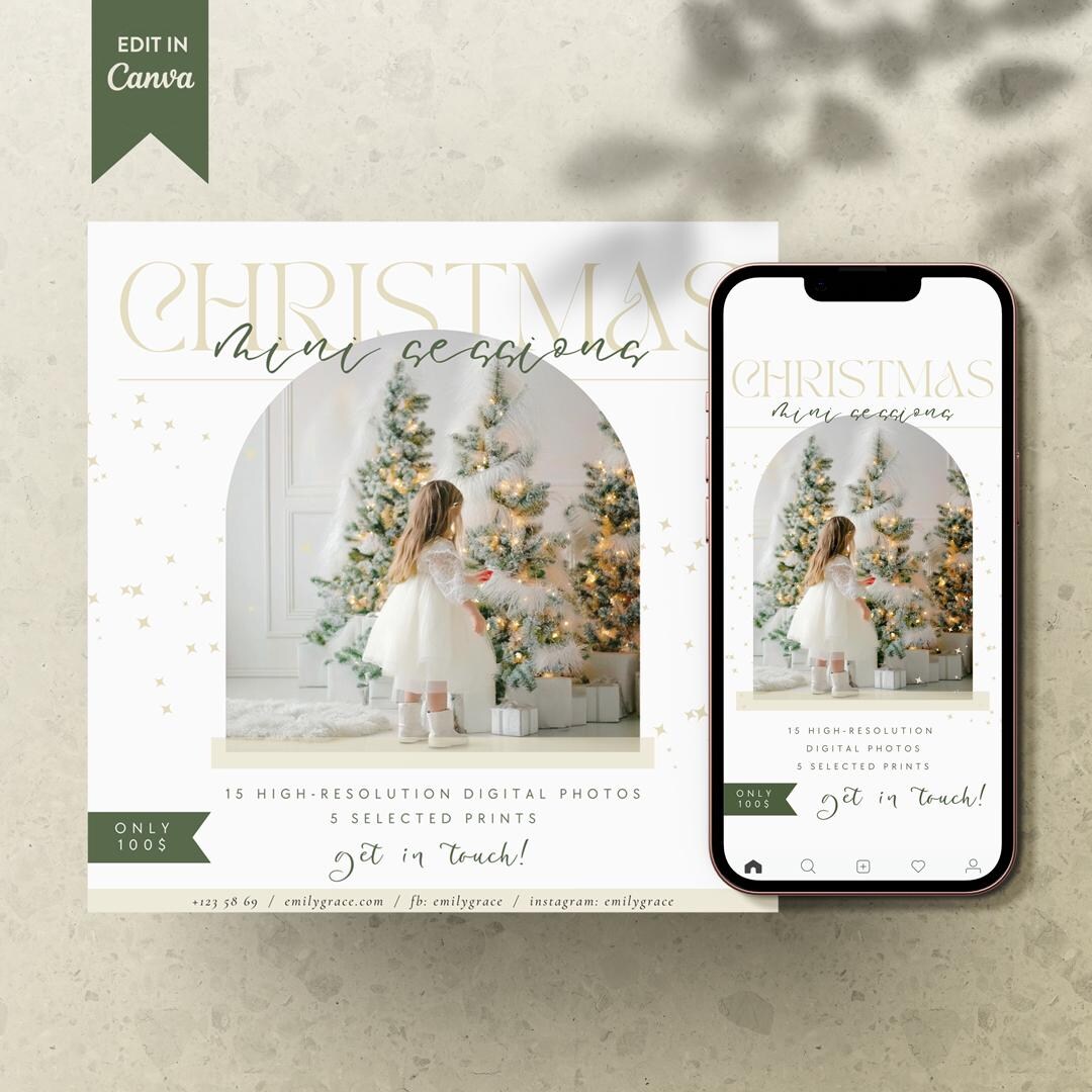 Christmas Mini Session Canva Editable Template Instagram Post & Story ...