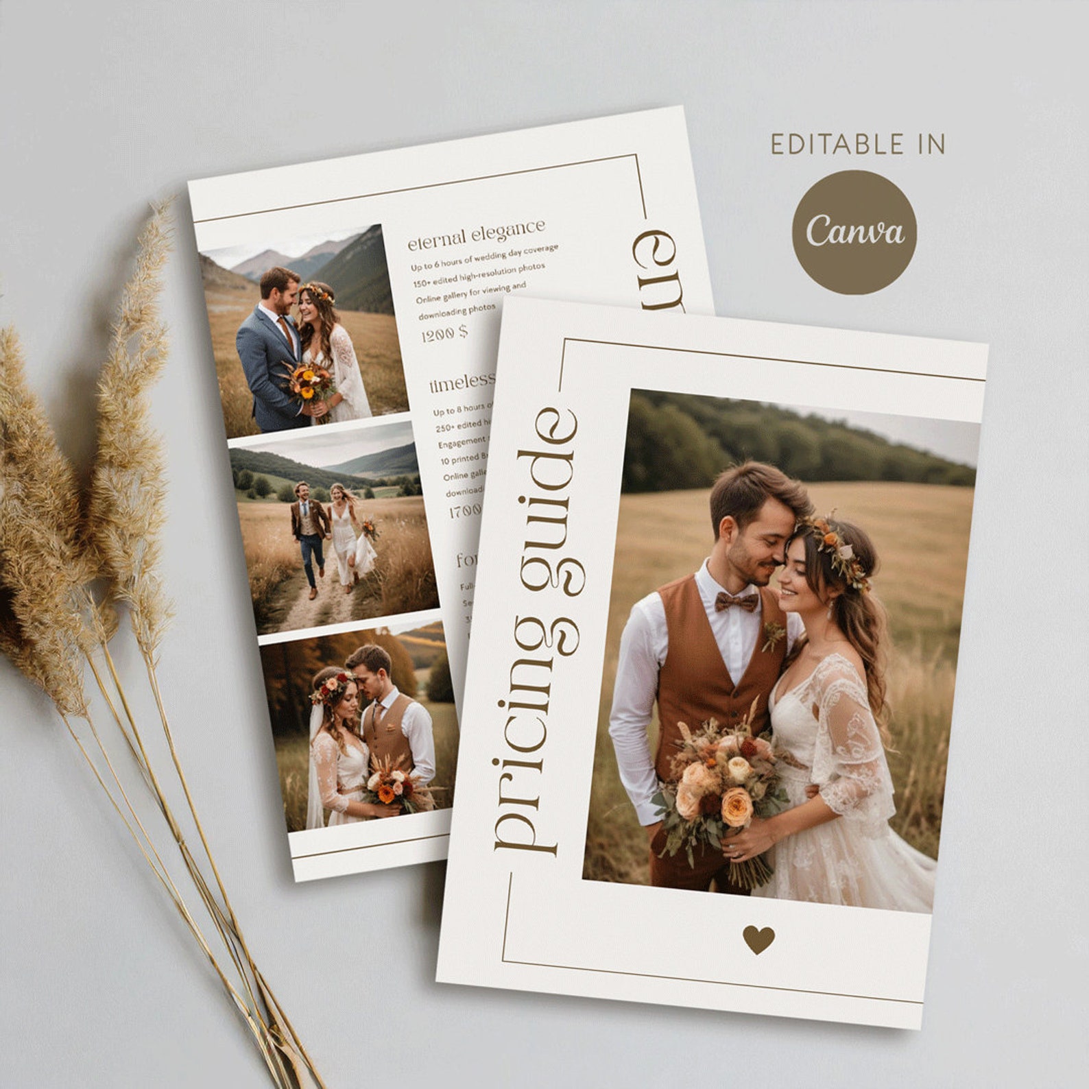 Photography Pricing Guide Editable Canva Template - Session Price List ...