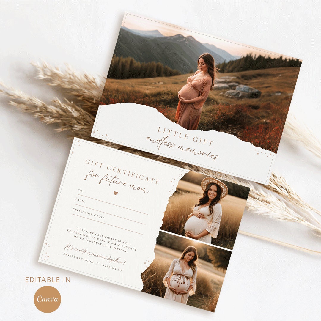 Photography Gift Certificate Canva Editable Template Maternity Session ...