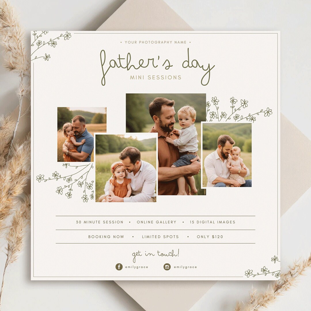 Father's Day Mini Session Canva Template, Daddy & Me Photoshoot ...