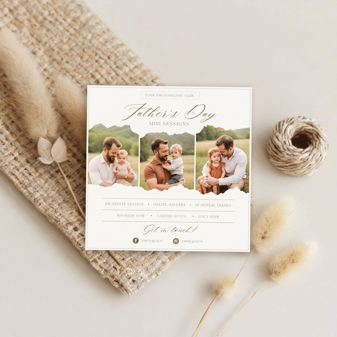 Father's Day Mini Session Canva Template, Daddy&me Photoshoot Editable ...