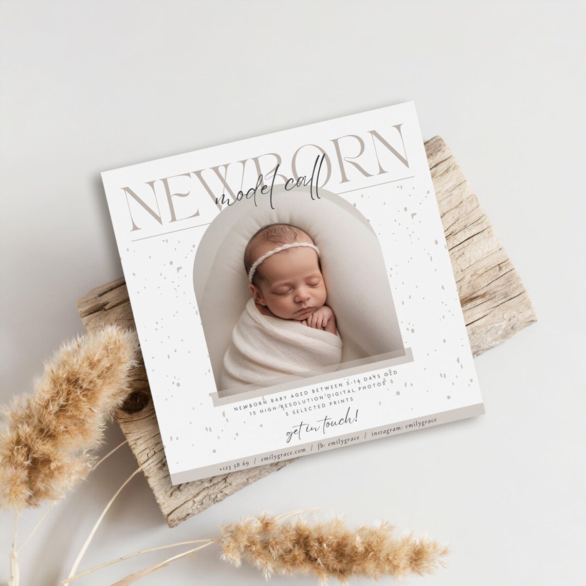 Photography Model Call Template Canva Editable Newborn Photoshoot Flyer ...