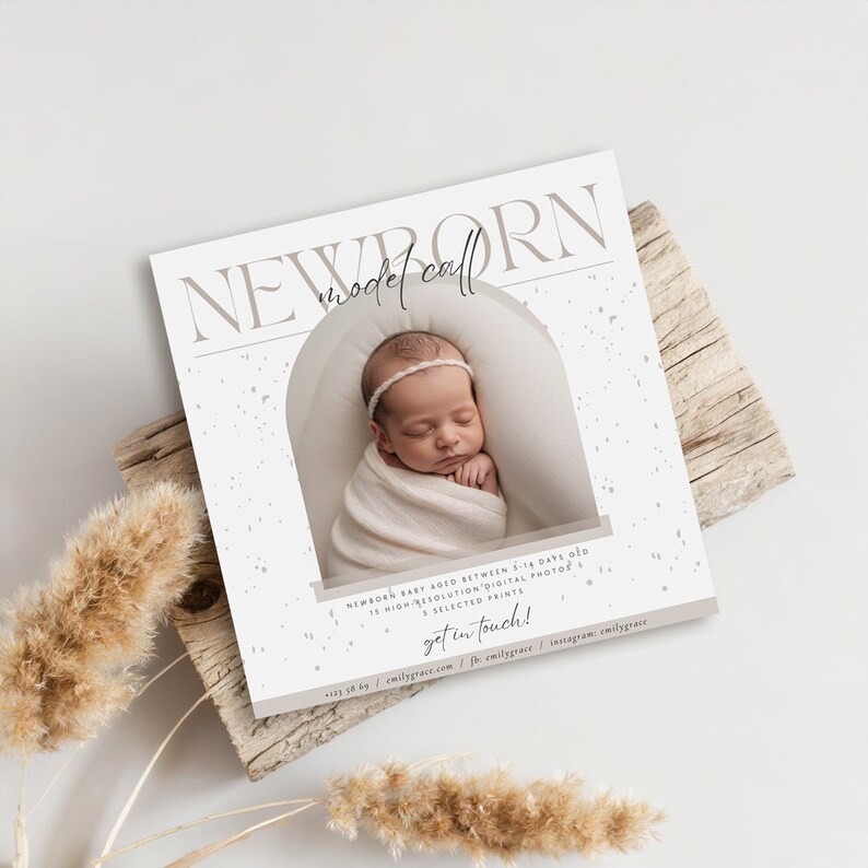 Photography Model Call Template Canva Editable Newborn Photoshoot Flyer ...