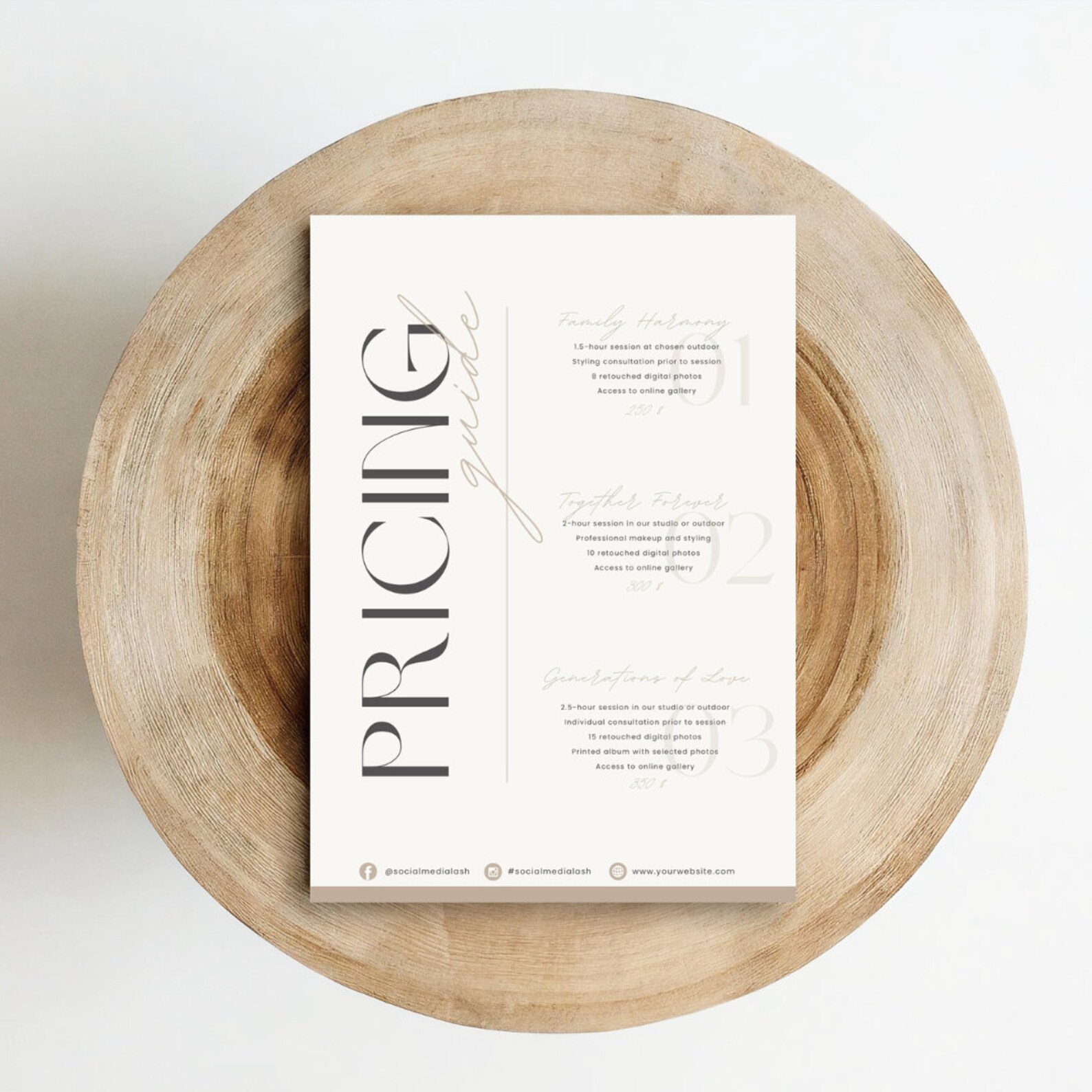 Photography Pricing Guide Template - Price Guide List for Photographers ...