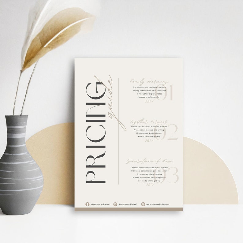 Photography Pricing Guide Template - Price Guide List for Photographers ...