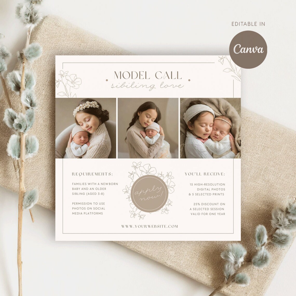Family Session Model Call, Canva Editable Template, Family Mini Session ...
