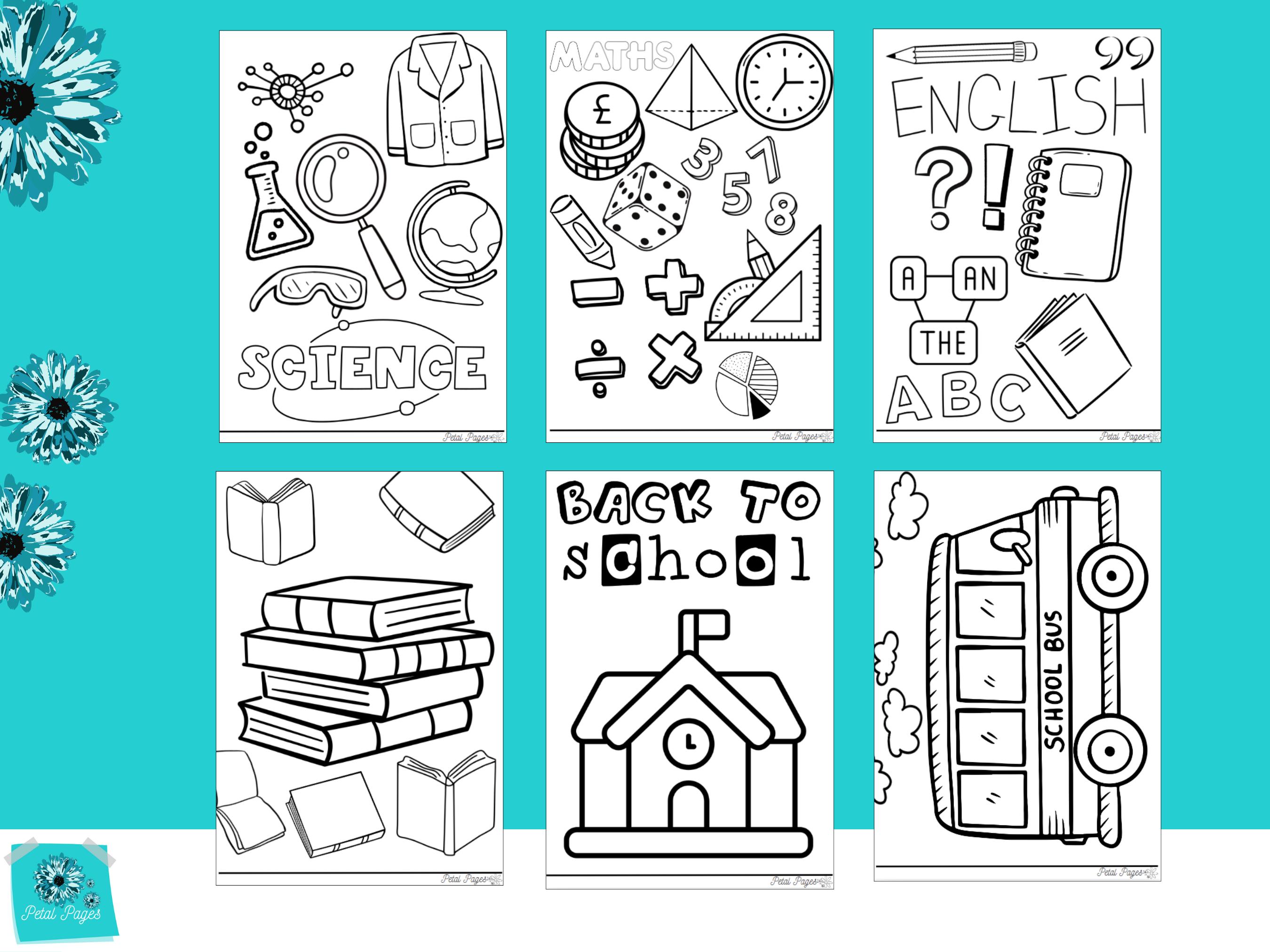 12 BACK TO SCHOOL Colouring Pages Easy, Simple Kid / Child Friendly ...