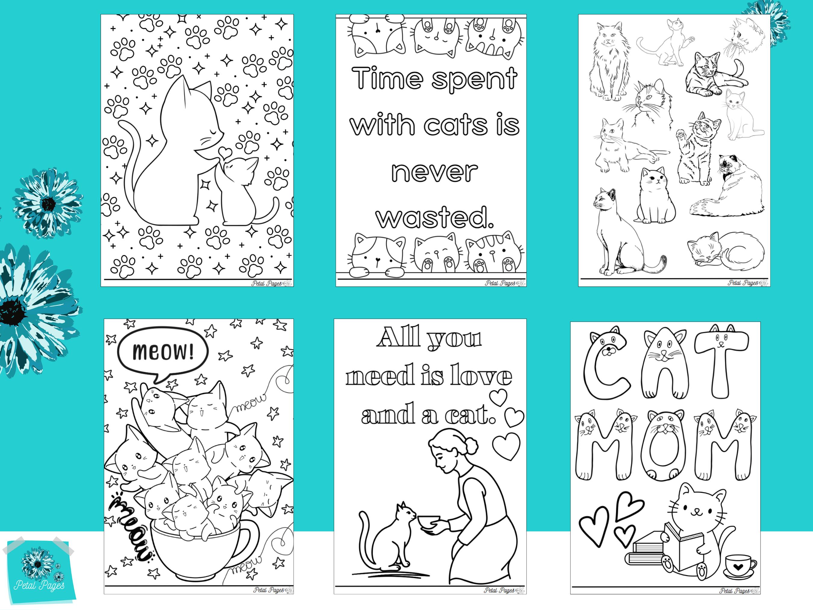 12 CAT KITTEN Colouring Pages | Easy, Relaxing & Cozy Adult Colouring ...