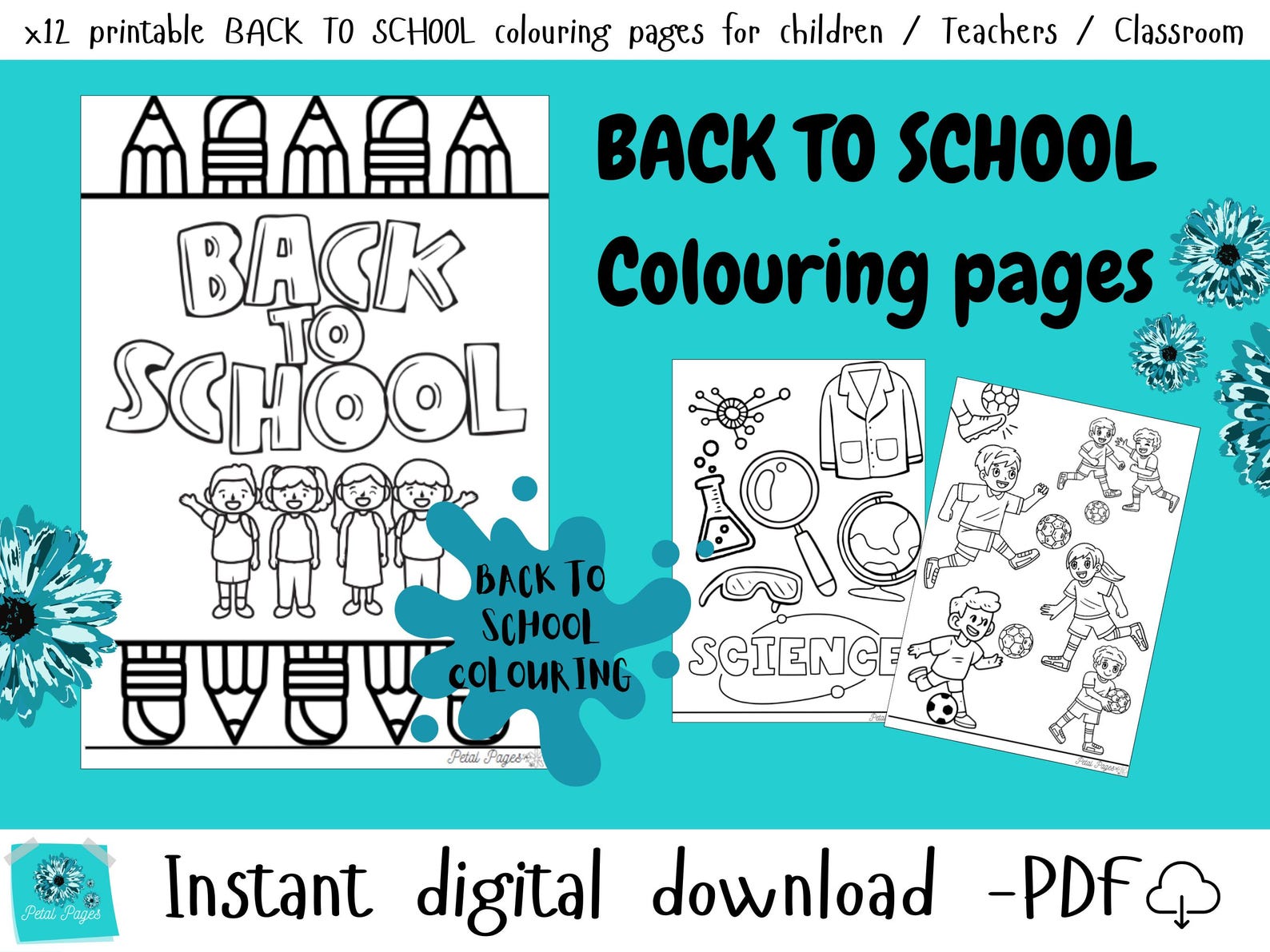 12 BACK TO SCHOOL Colouring Pages Easy, Simple Kid / Child Friendly ...