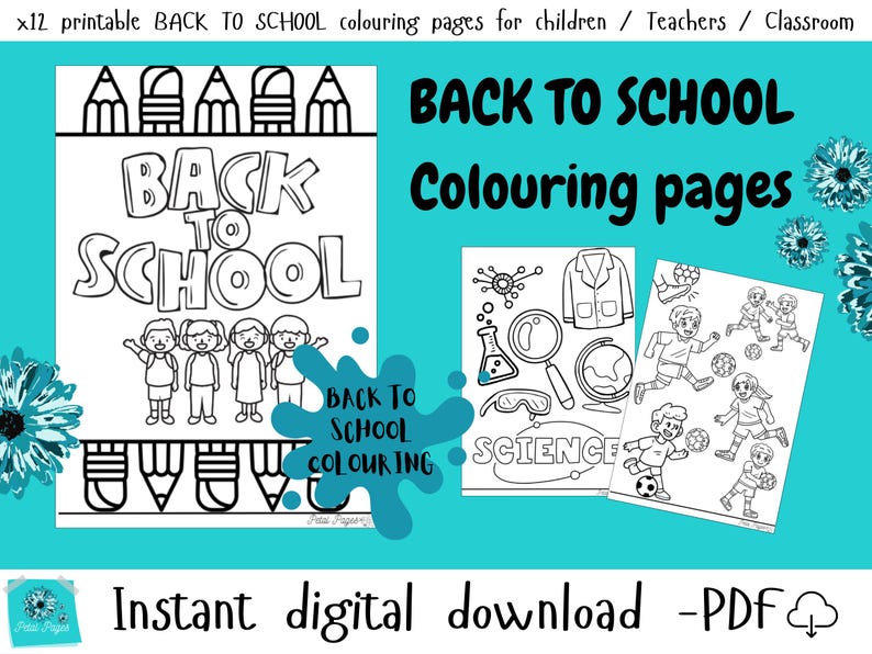 12 BACK TO SCHOOL Colouring Pages Easy, Simple Kid / Child Friendly ...