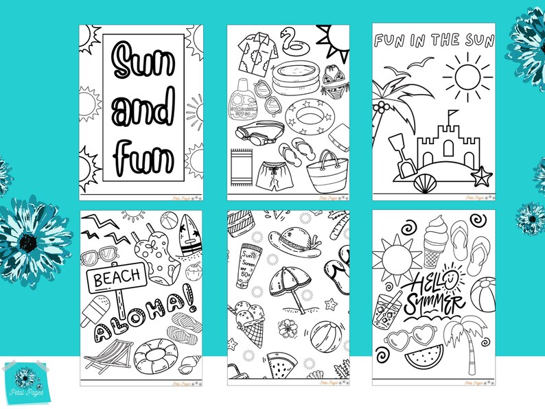12 SUMMER FUN Colouring Pages | Easy, Relaxing & Cozy Adult Colouring ...