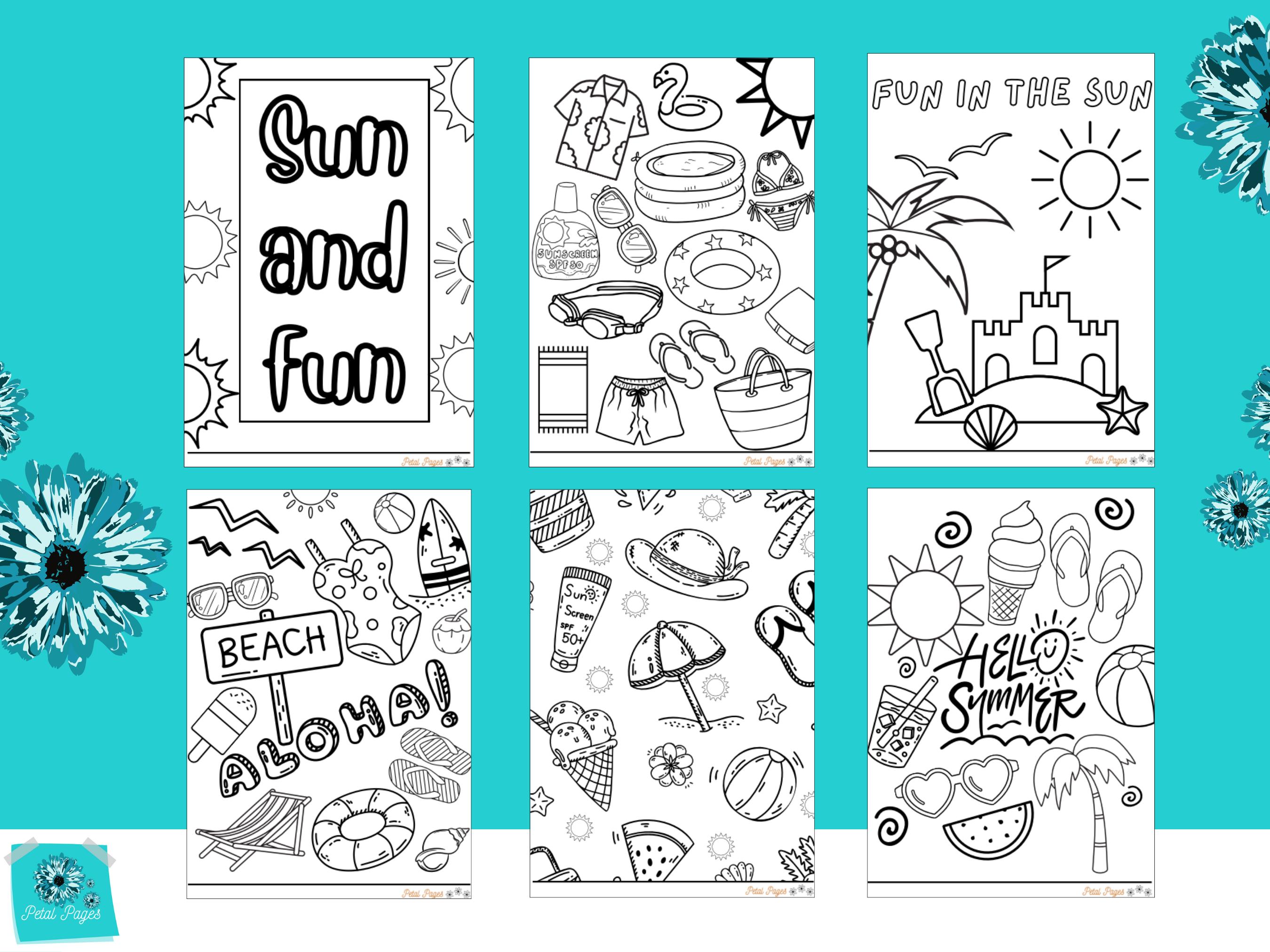 12 SUMMER FUN Colouring Pages | Easy, Relaxing & Cozy Adult Colouring ...