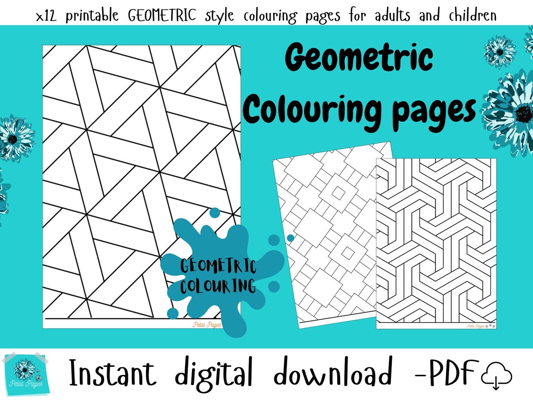 12 GEOMETRIC Style Colouring Pages | Repeating Patterns | Easy ...