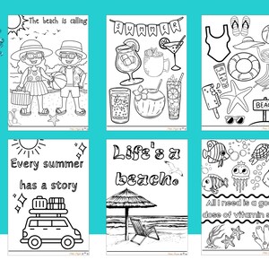 12 SUMMER FUN Colouring Pages | Easy, Relaxing & Cozy Adult Colouring ...