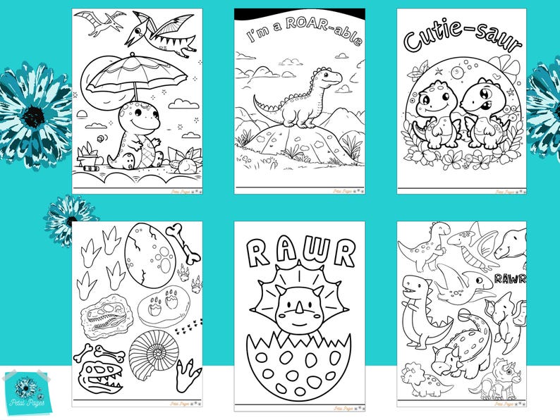 12 CUTE DINOSAUR Colouring Pages | Easy, Relaxing & Cozy Adult Sheets ...