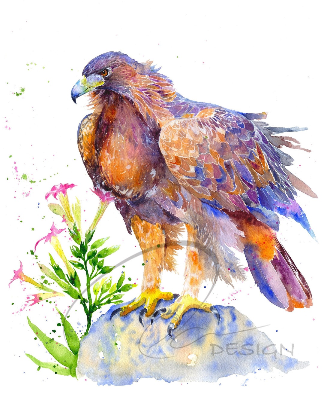 Golden Eagle Print - Watercolor Painting - Bird of Prey - Raptor Art - Bird Lover Gift ...